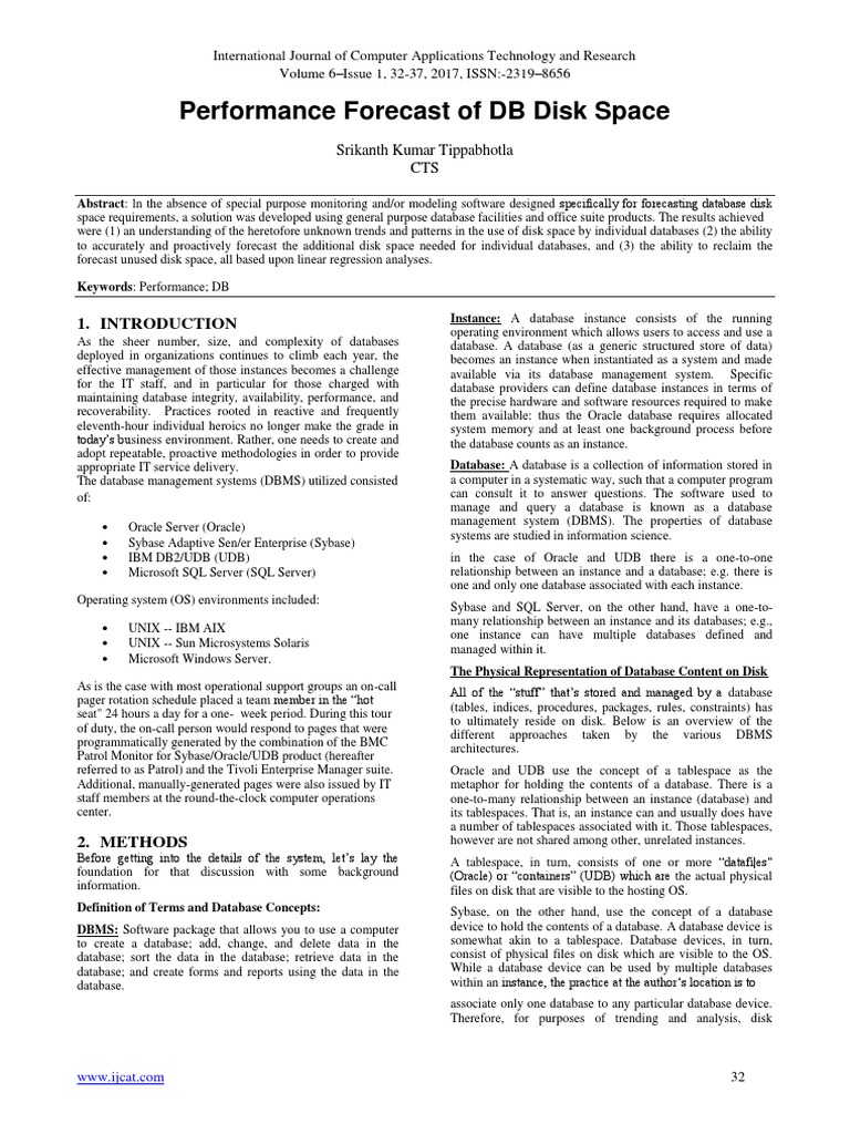 Performance Forecast of DB Disk Space | PDF | Oracle Database | Databases
