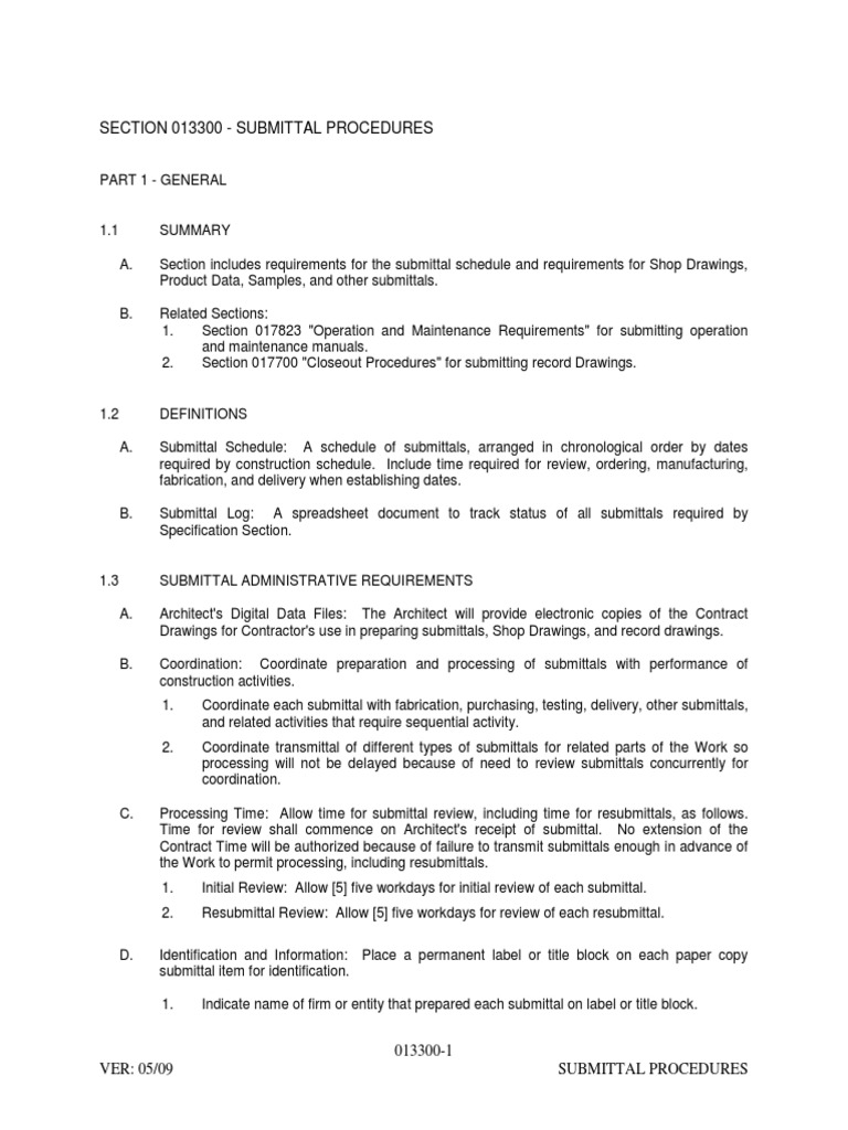 Submittal Procedures for Construction Projects | PDF | Specification (Technical Standard ...