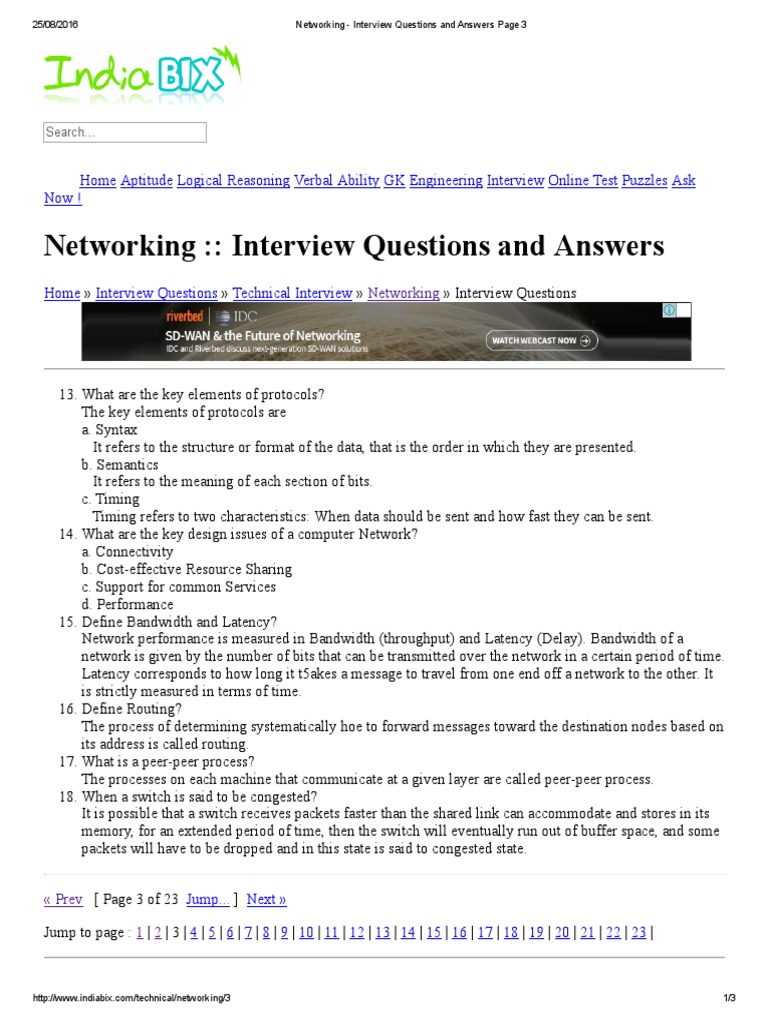 Networking - Interview Questions and Answers Page 3 PDF | PDF | Routing ...