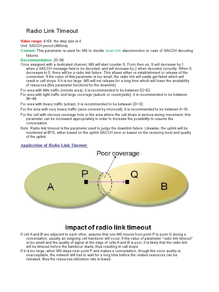 Radio Link Timeout: Value Range | PDF
