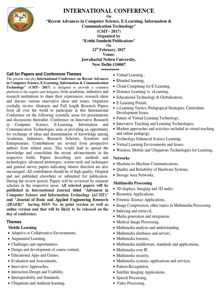 International Conference: Recent Advances in Computer Science, E ...