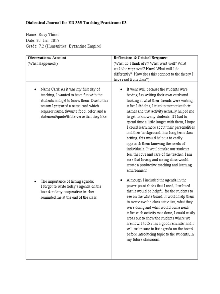 Dialectical Journal 3 | PDF | Applied Psychology | Cognitive Science