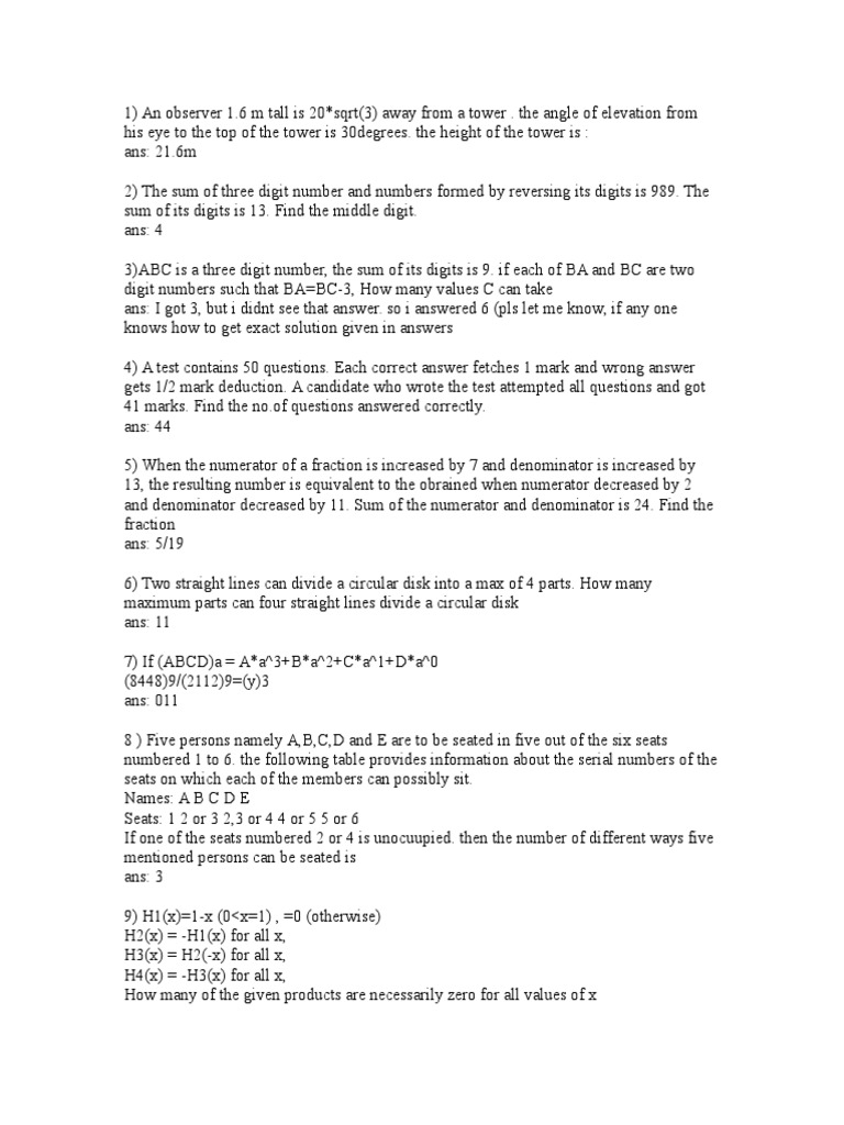 APGENCO Aptitude Solved Paper | PDF | Fraction (Mathematics) | Numbers