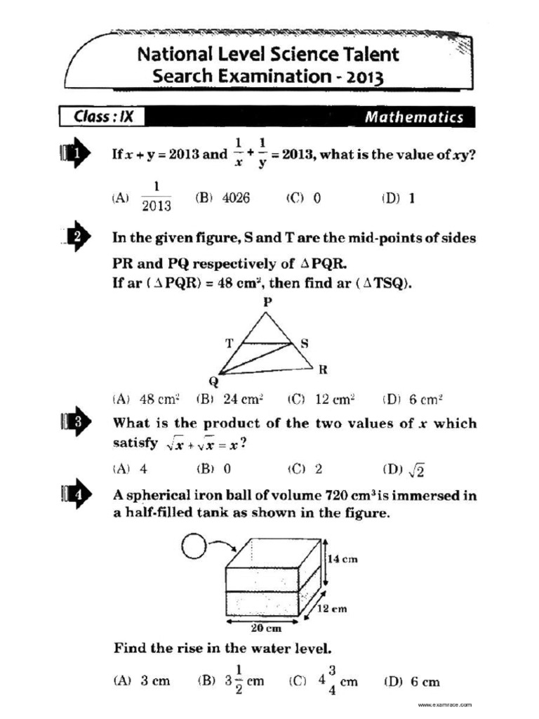 NSTSE Class 9 Solved Paper 2013 | PDF