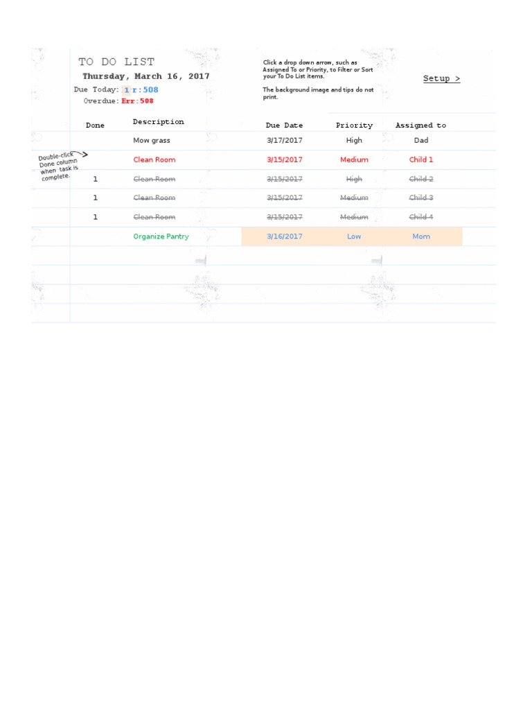 Family Chores To-Do List 2017 | PDF