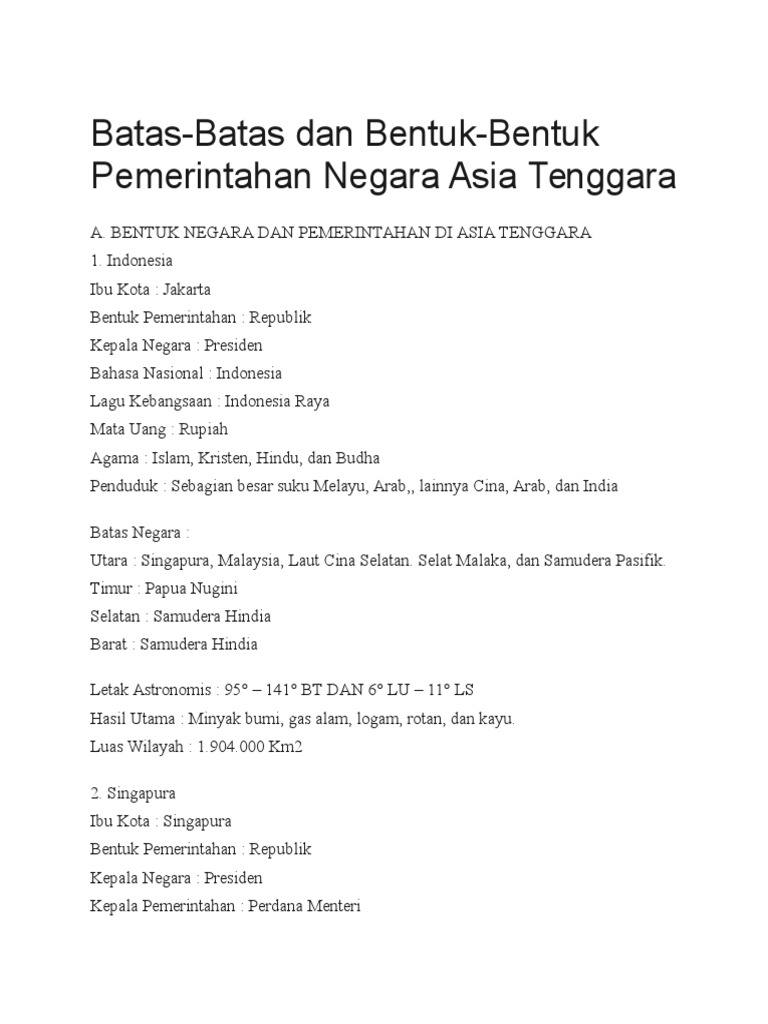 Batas Wilayah Negara-Negara ASEAN | PDF | Bisnis | Kajian Bahasa Asing