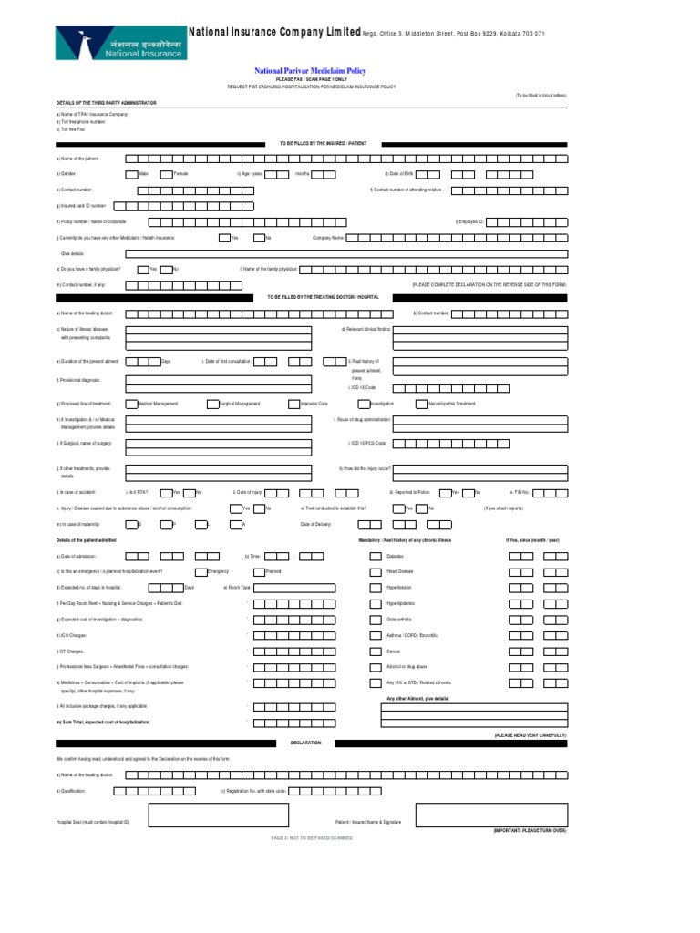 Parivar Claim Form PDF | PDF | Patient | Hospital