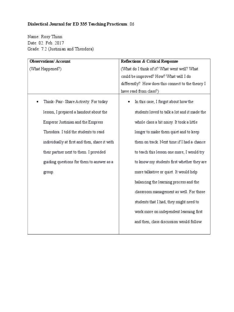 Dialectical Journal 6 | PDF | Career & Growth