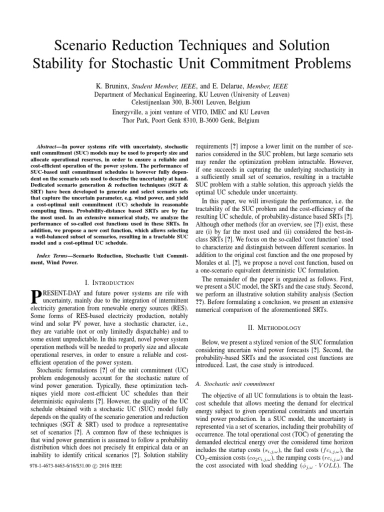 Scenario Reduction Techniques and Solution Stability For Stochastic ...