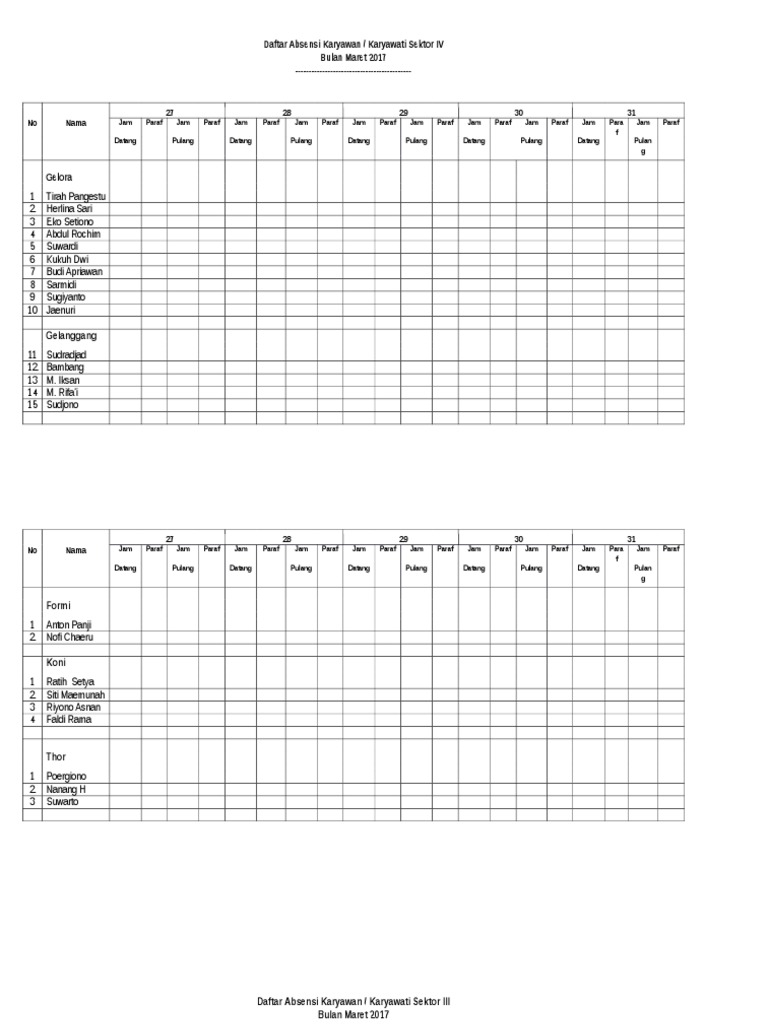 Absensi Manual | PDF