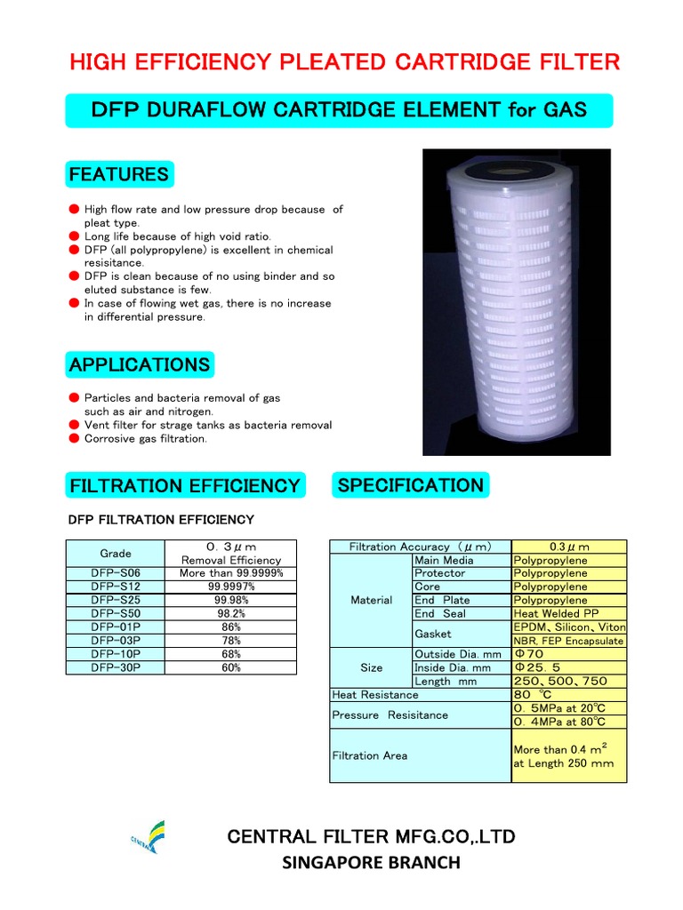 DFP High Efficiency Gas Filters | PDF | Filtration | Gases
