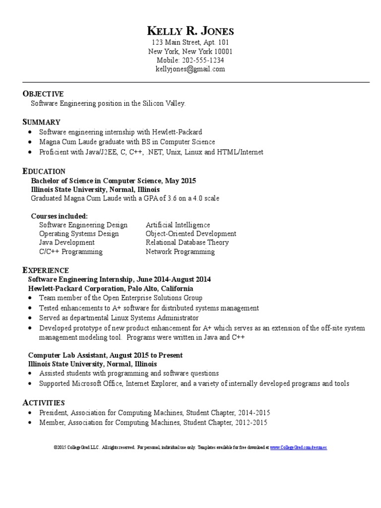 Computer Science Resume Template | PDF | Linux | Computer Science