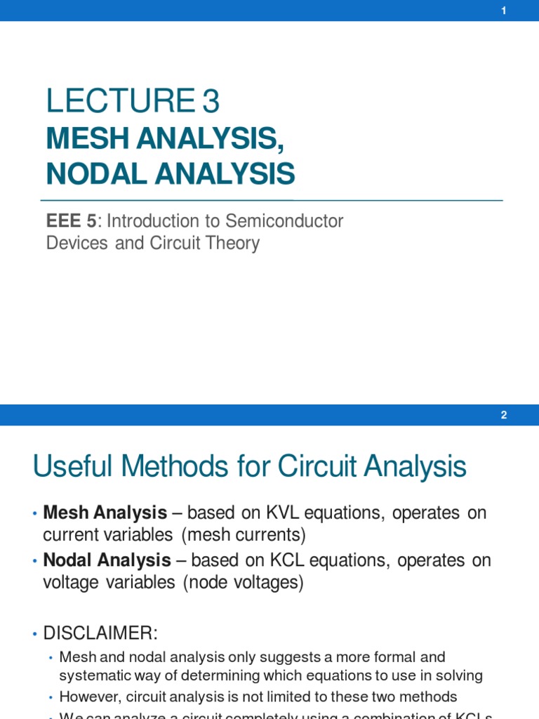 Mesh Analysis, Nodal Analysis: EEE 5: Introduction To Semiconductor | Download Free PDF ...