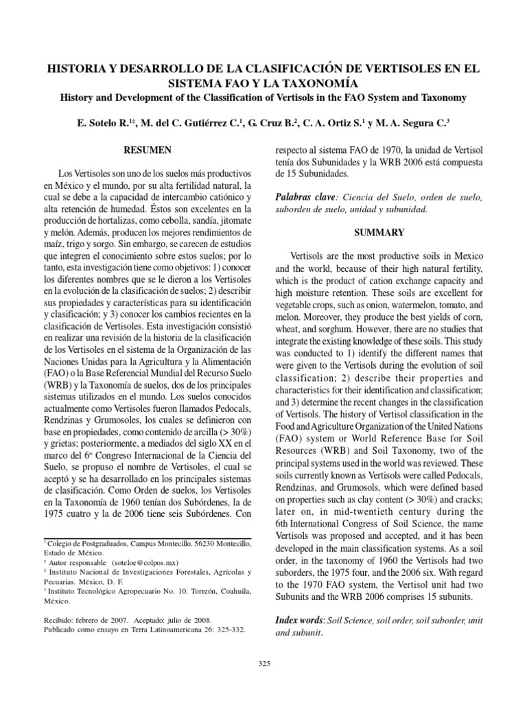 Evolución de Vertisoles: Clasificación y Propiedades | PDF | Ciencia ...
