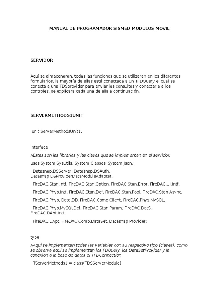Manual Del Programador Modulo Movil | PDF | SQL | Desarrollo de software