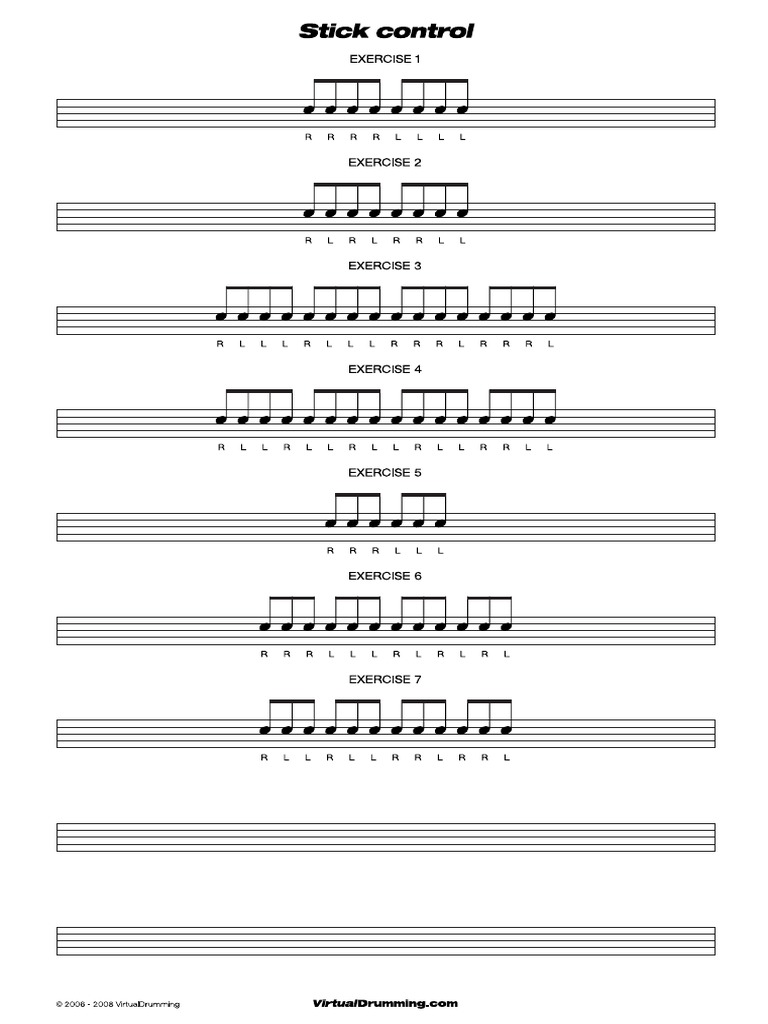 001 Drum-Lessons-Stick-Control PDF | PDF