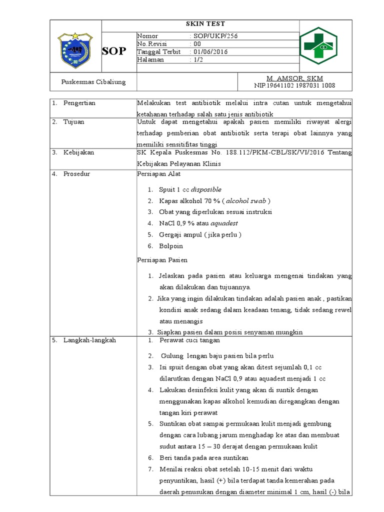 Sop Skin Test | PDF