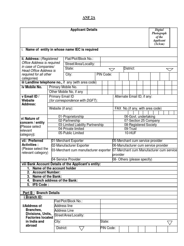 Anf 2A: Office Address Is Required in Case of Companies/ Head Office Address Is Required For All ...