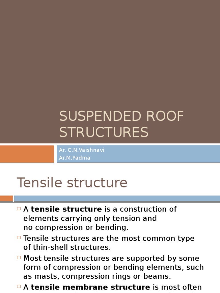 Suspended Roof Structures: Ar. C.N.Vaishnavi Ar.M.Padma | PDF | Roof ...