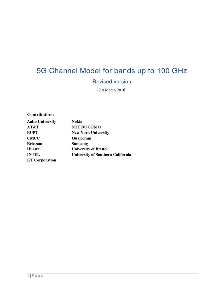 5G Channel Model | PDF | Antenna (Radio) | Radio Propagation