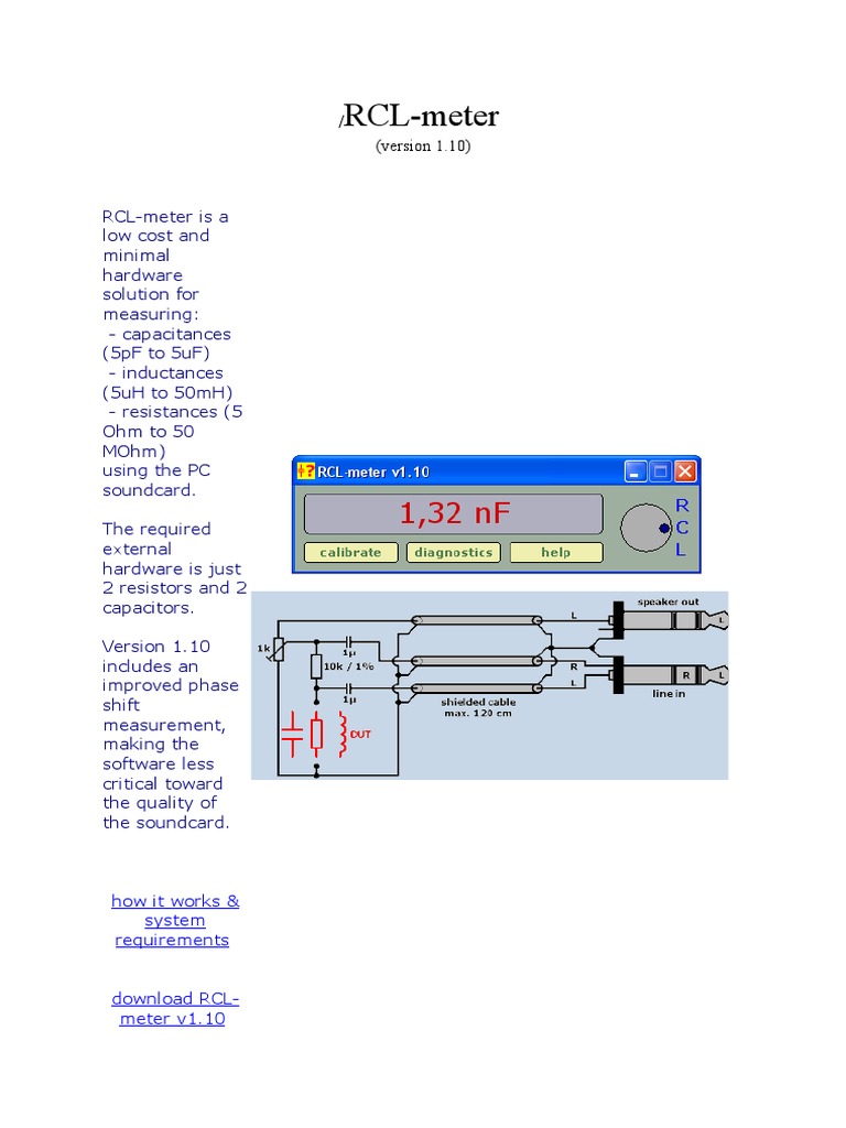 RCL-meter: (Version 1.10) | PDF