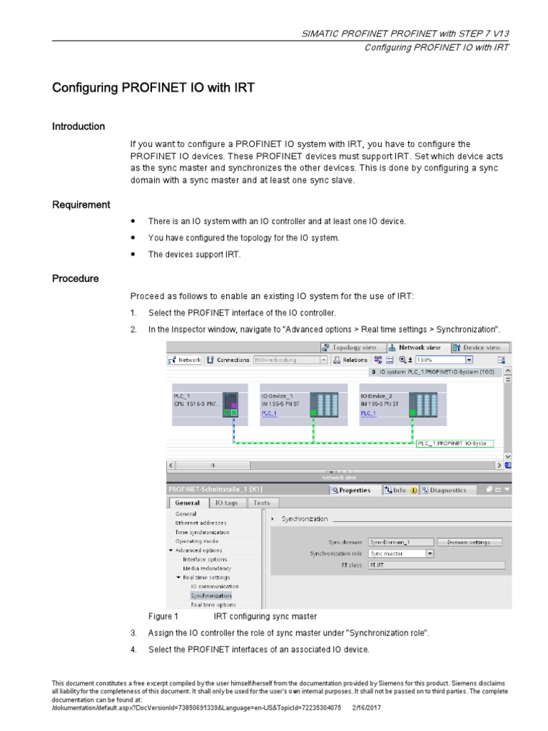Simatic Profinet Profinet With Step 7 v13 - Configuring Profinet Io With Irt | PDF | Computing ...