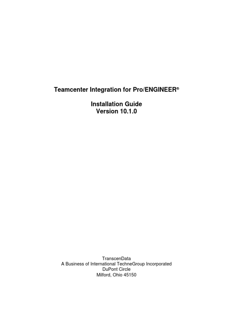 Teamcenter Integration For ProENGINEER 10.1.0 InstallationGuide | PDF | Installation (Computer ...