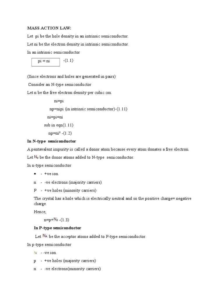 Mass Action Law:: in N-Type Semiconductor | PDF | Semiconductors ...