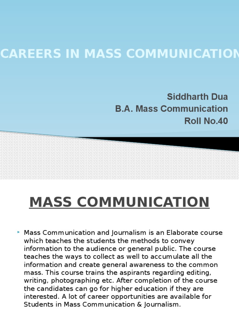 Career Paths in Mass Communication | PDF