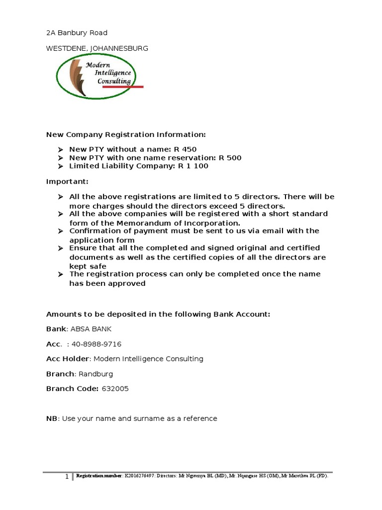 New Company Registration Guide South Africa | PDF | Government ...