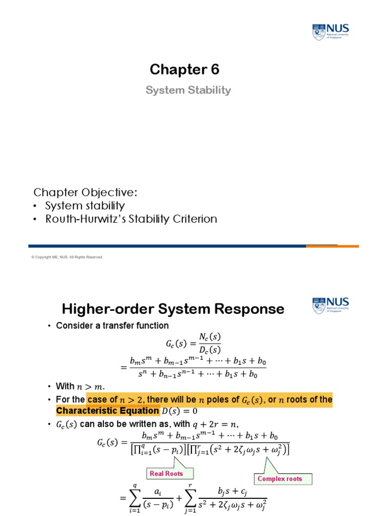System Stability: Chapter Objective: - System Stability - Routh-Hurwitz ...
