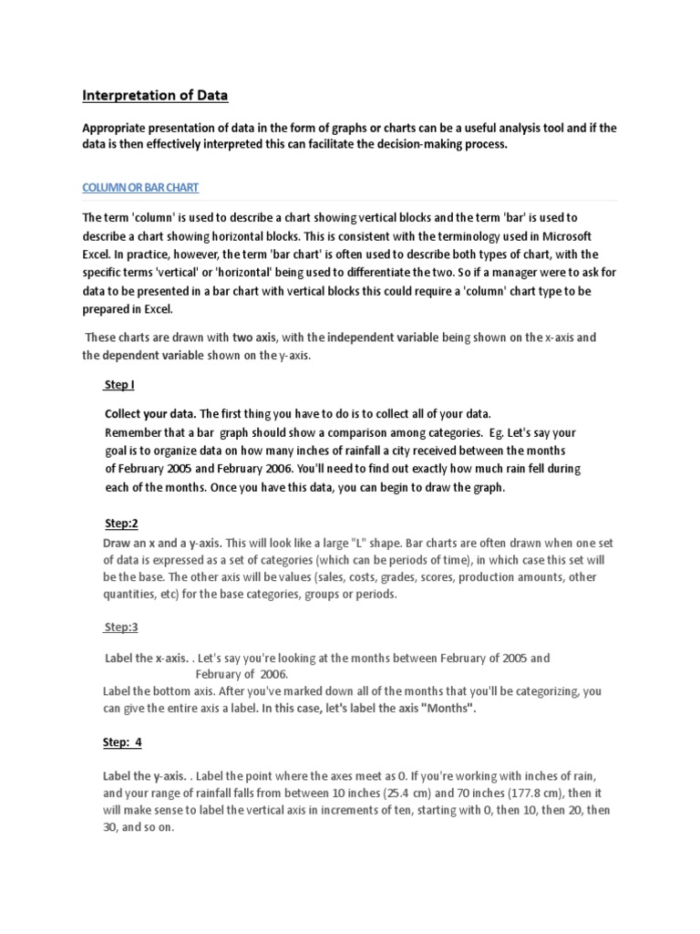 Interpretation of Data: Column or Bar Chart | PDF | Chart | Cartesian ...