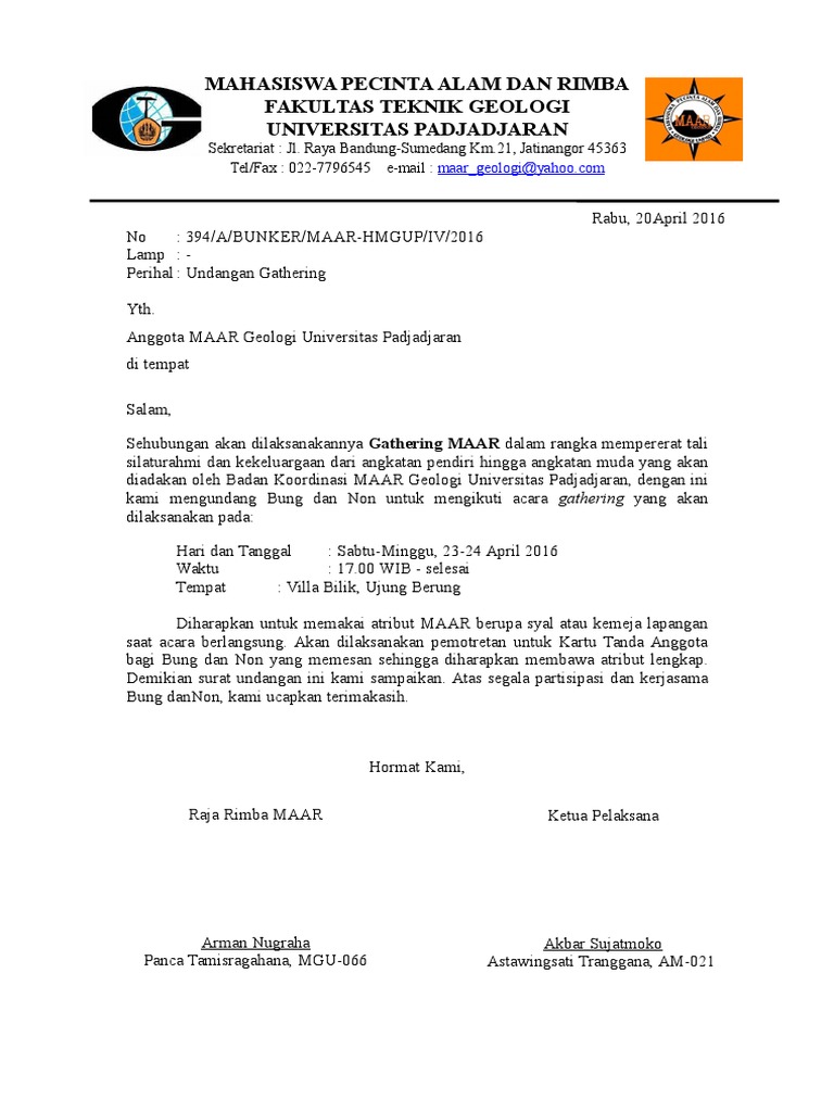 Surat Undangan Gathering | PDF