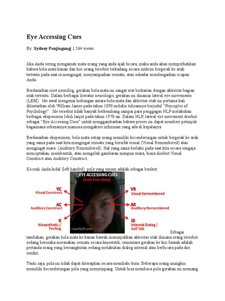 Eye Accessing Cues Nlp Pdf