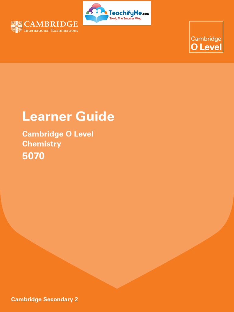 Chemistry 5070 Learner Guide From Examination From 2016 | PDF | Ionic ...