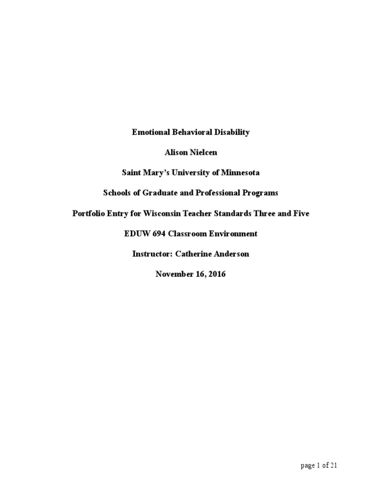 Strategies for Managing EBD in Classrooms | PDF | Special Education ...