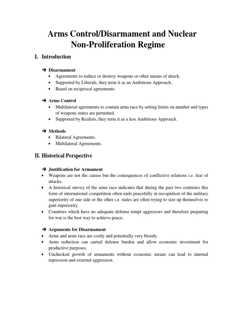 Arms Control and Nuclear Disarmament Overview | PDF | Nuclear Weapons ...