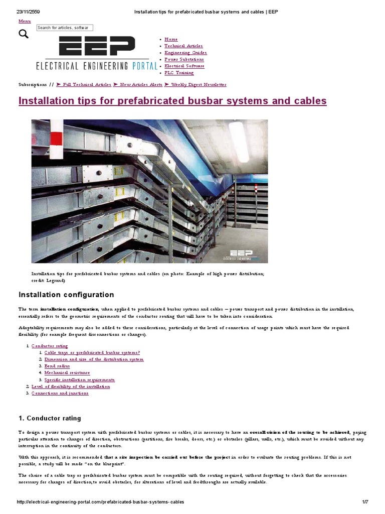 Installation Tips For Prefabricated Busbar Systems and Cables - EEP ...