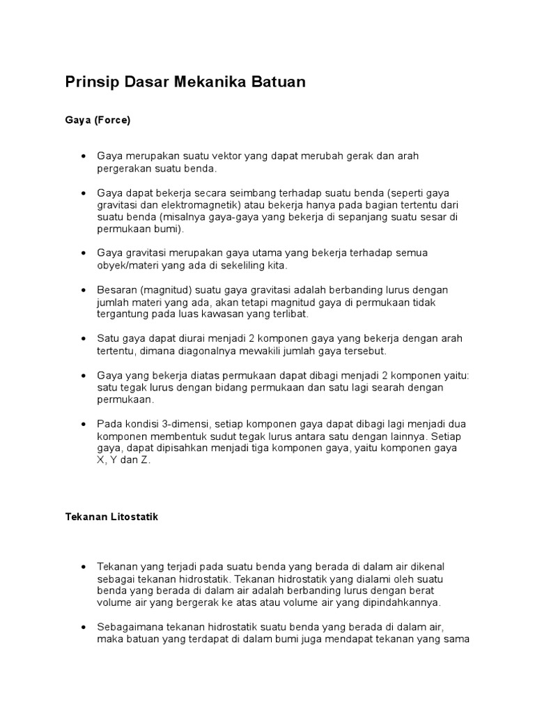 Prinsip Dasar Mekanika Batuan | PDF