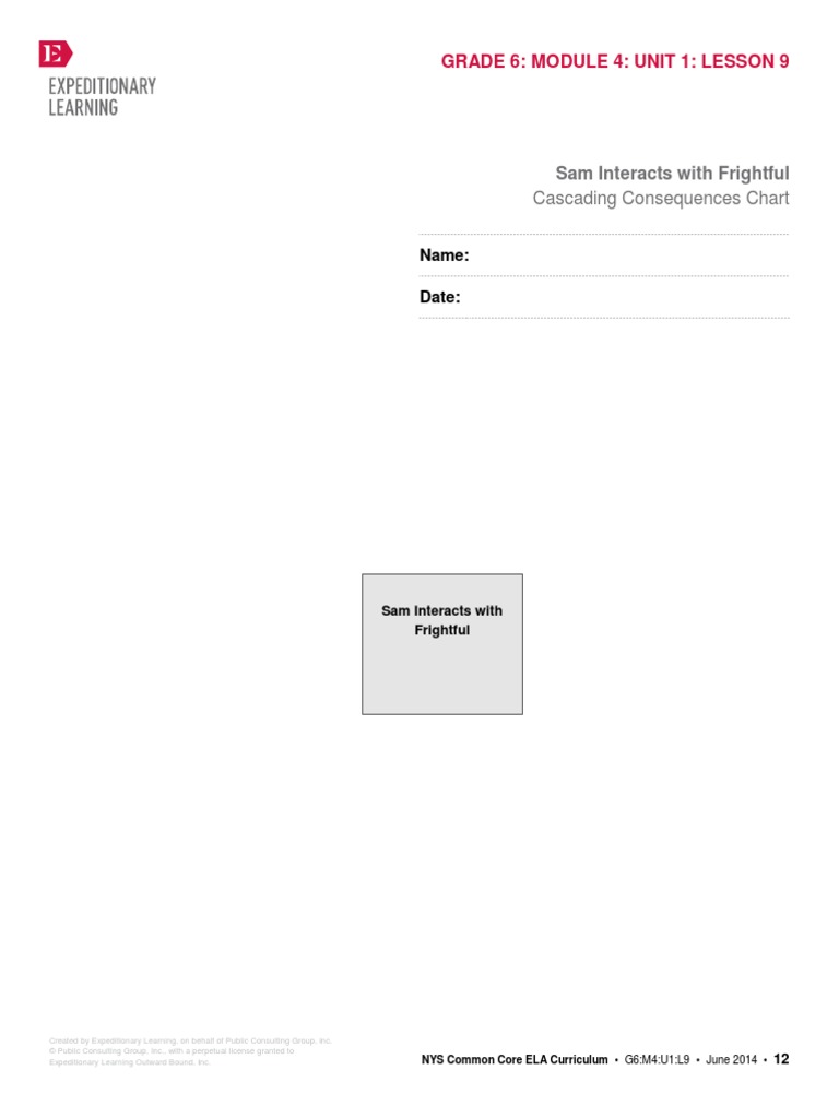 Grade 6: Module 4: Unit 1: Lesson 9: Cascading Consequences Chart | PDF ...