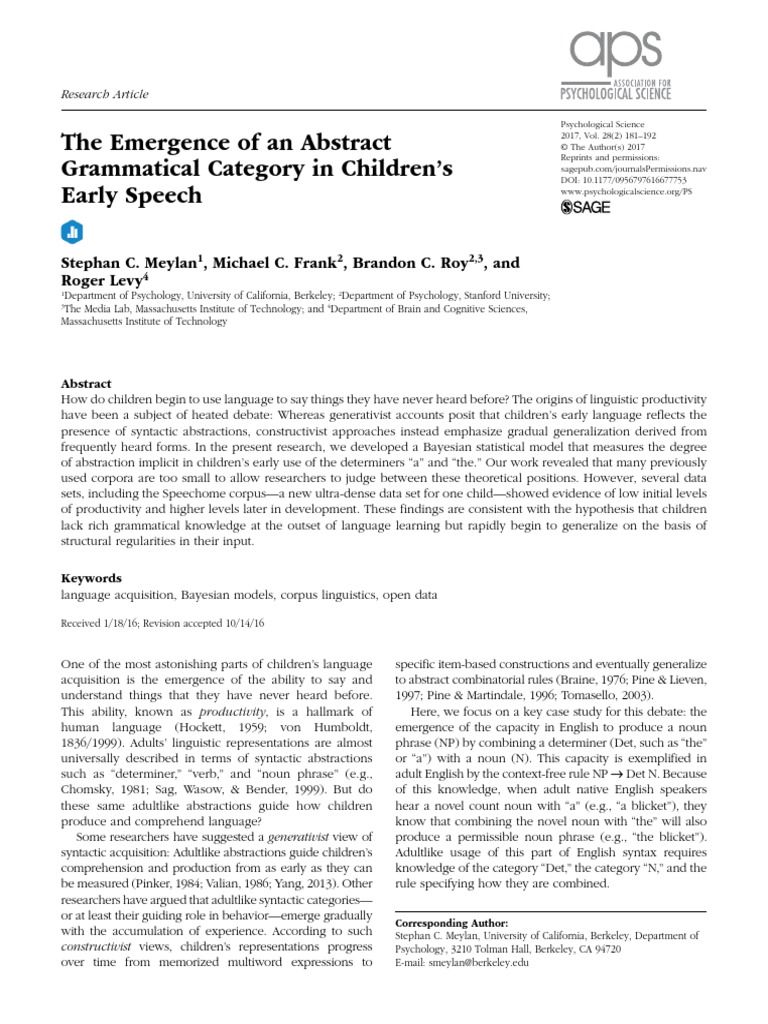The Emergence of Abstract | PDF | Statistical Inference | Language ...