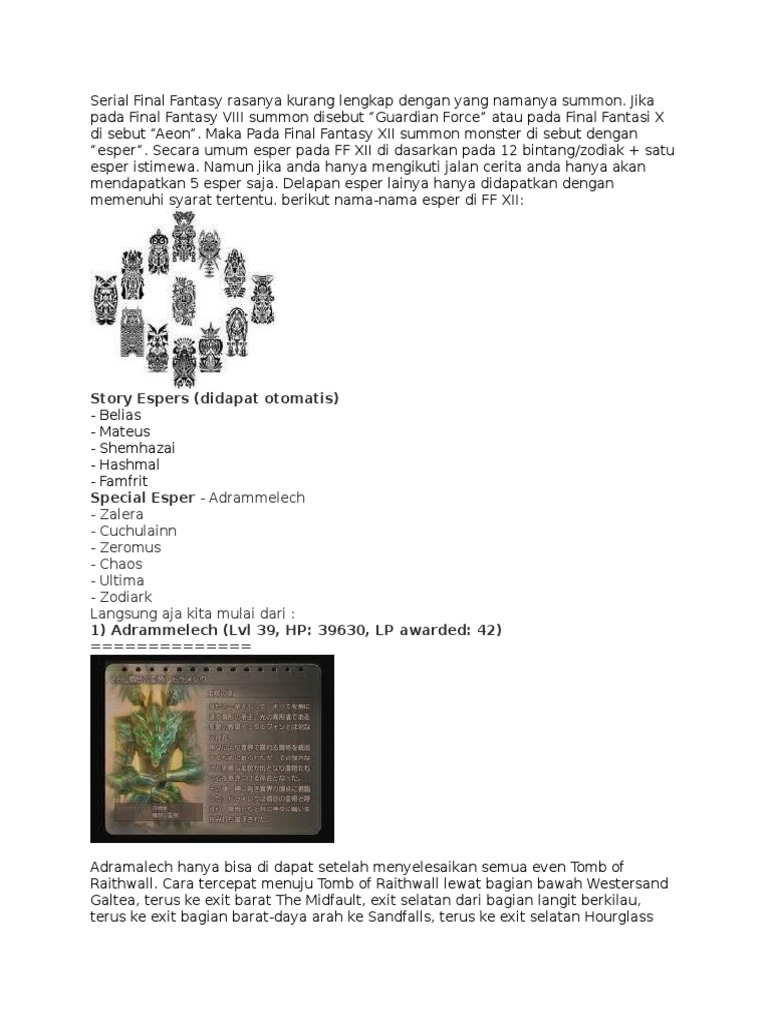 Aeon ff12 | PDF | Seni