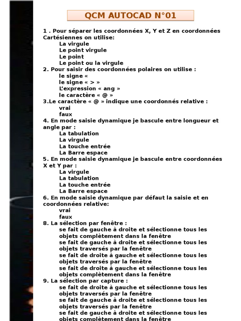 QCM Type Autocad | PDF | Portable Document Format | AutoCAD