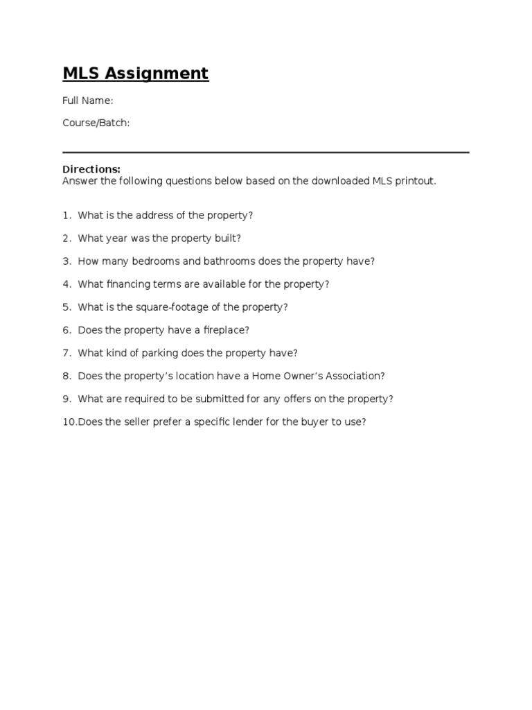 MLS Assignment | PDF