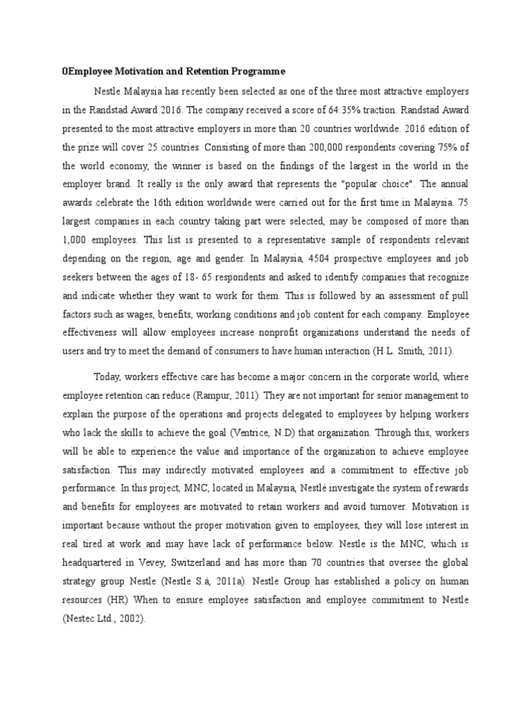 Employee Motivation and Retention Programme | PDF | Employee Retention ...