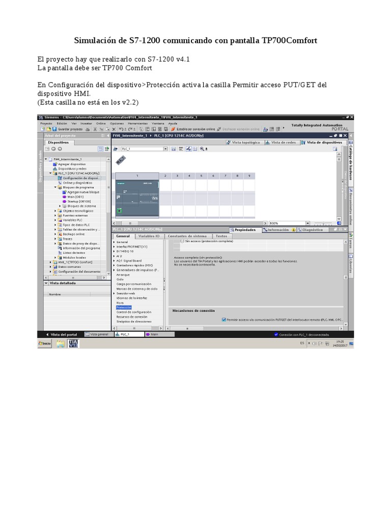 Simulación S7-1200 y Pantalla TP700 Comfort | PDF