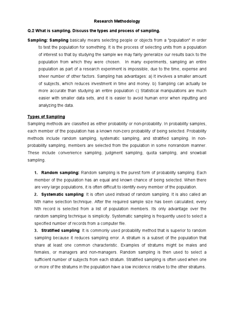 Research Methodology | Download Free PDF | Sampling (Statistics ...