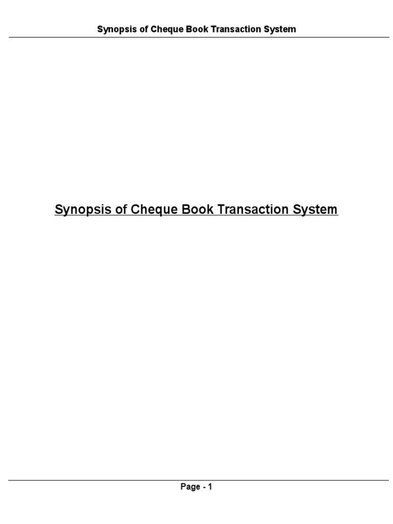 Synopsis of Cheque Book Transaction System | PDF | Model–View ...