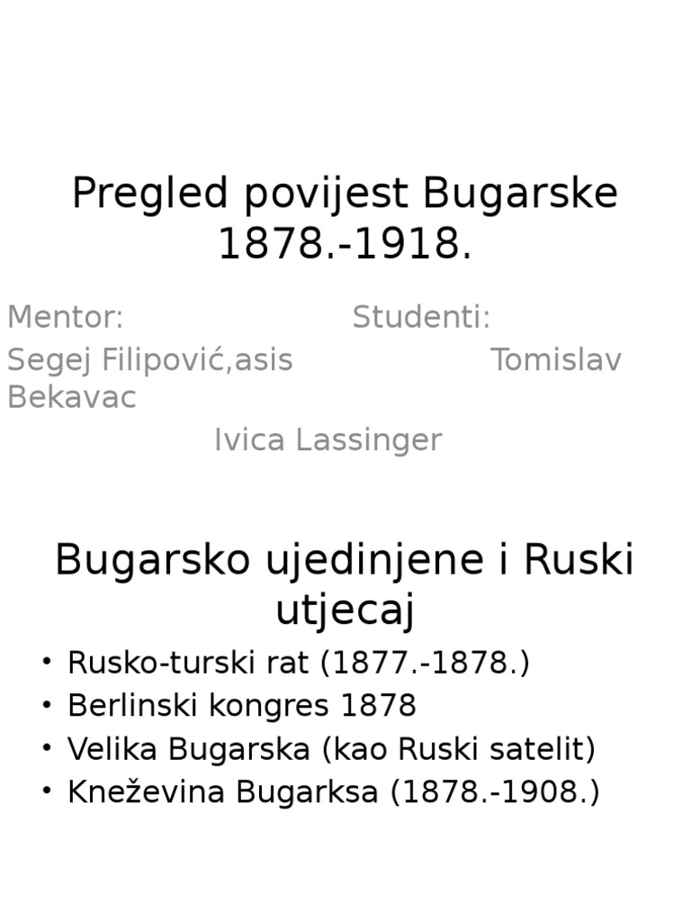 Pregled Povijest Bugarske 1878 | PDF