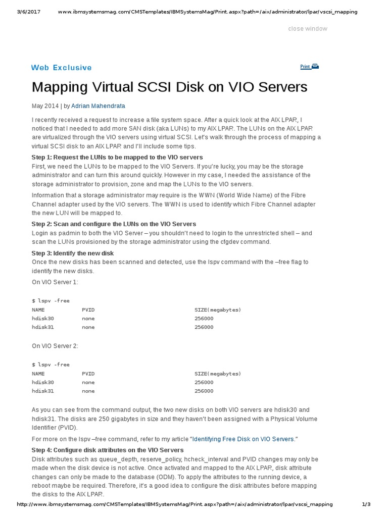 Mapping Scsi Devices Vios IBMSystemsMag - Print | PDF | Computer Data ...